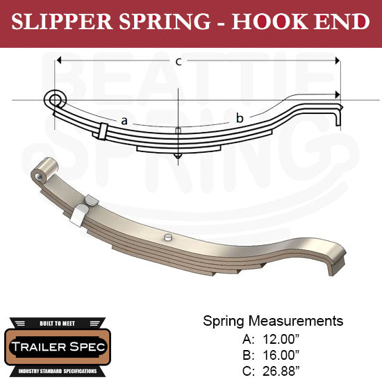 Trailer Leaf Spring Slipper-Hook End 12" x 16" / 26.88" Long / 3500lbs ...